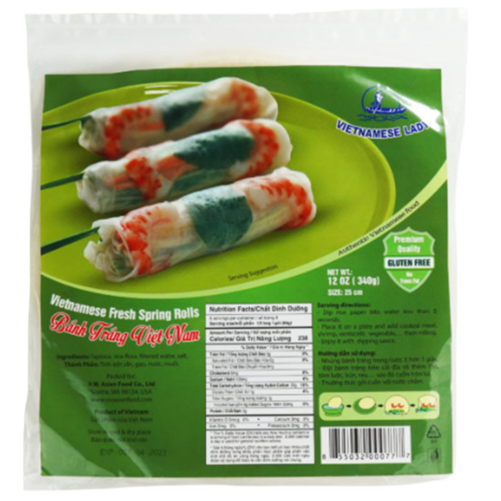Vietnamese Lady Rice Paper 25cm Green - Vifon USA